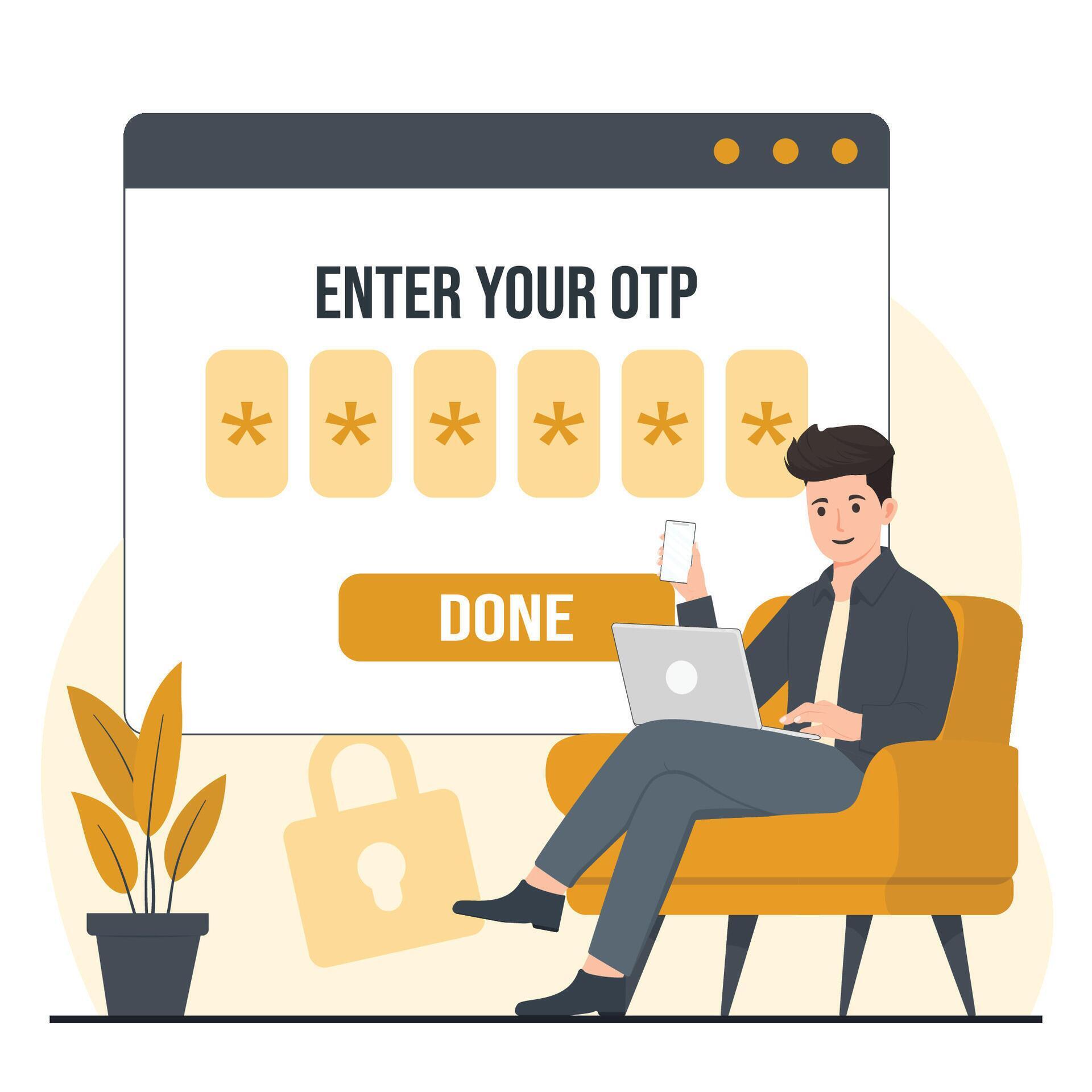 Otp Authentication Secure Verification Onetime Password Illustration 2