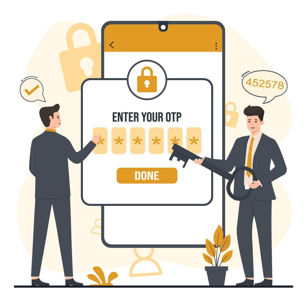 Otp Authentication Secure Verification Onetime Password Illustration 3