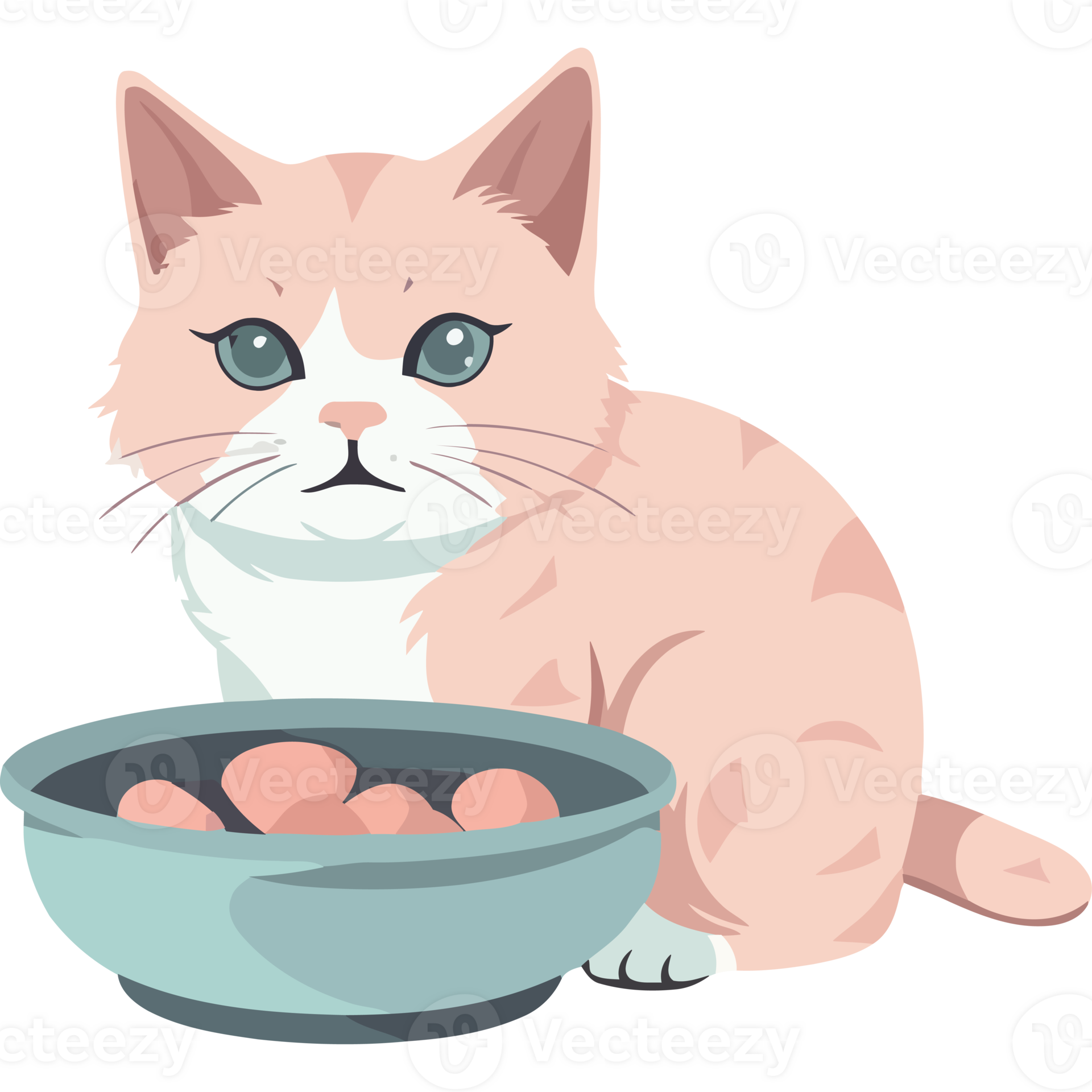 A Cat Sitting Next To A Bowl Of Food 49577810 Png