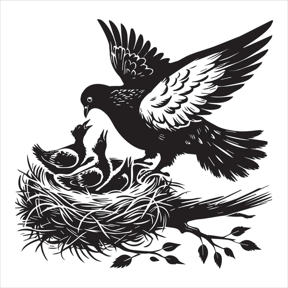 Nido Clip Art En Blanco Y Negro Icono De Nido De 3 Tipos De Esquema En