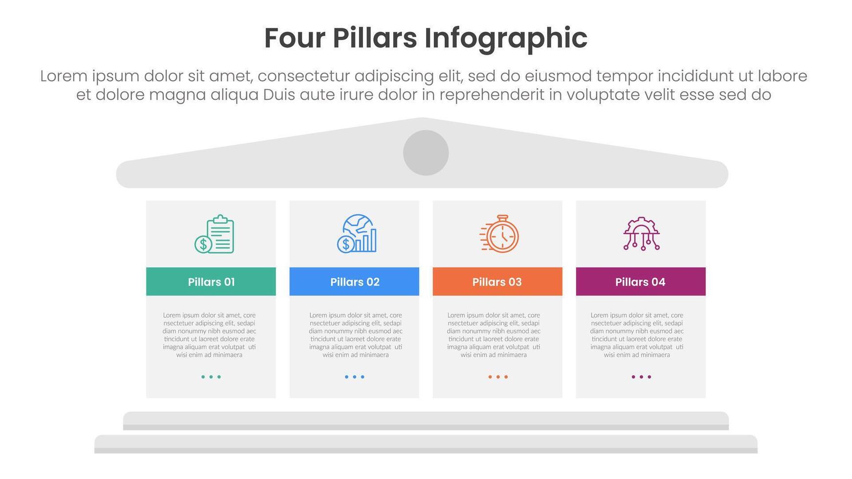 Four pillars framework with ancient classic construction infographic ...