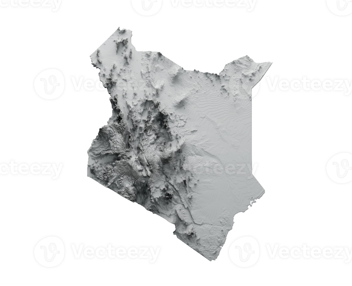 Kenya Map Flag Shaded Relief Color Height Map 3d Illustration 49595915 Png
