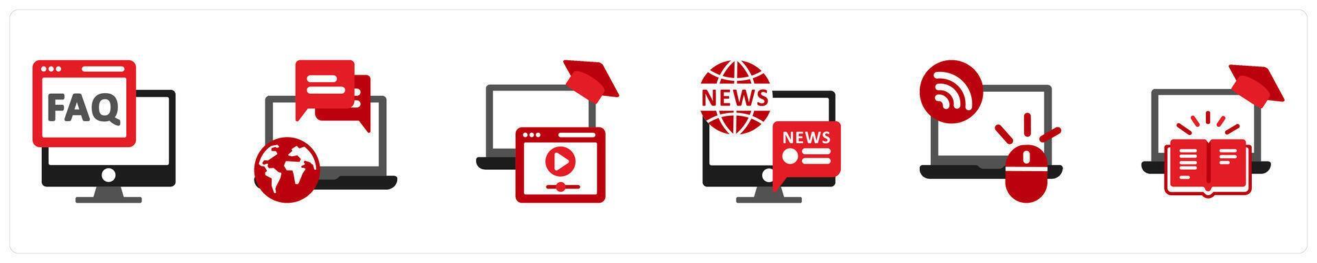 Six Technology Red and Black icons as faq, forum, tutorials 49597613 ...