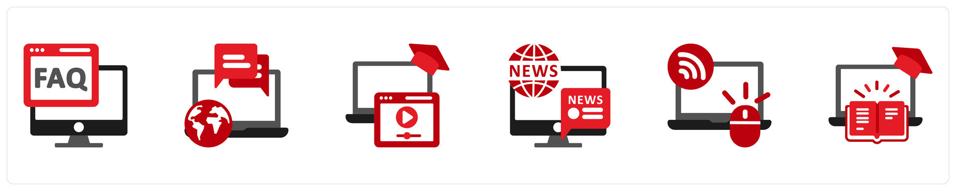 Six Technology Red and Black icons as faq, forum, tutorials 49597613 ...