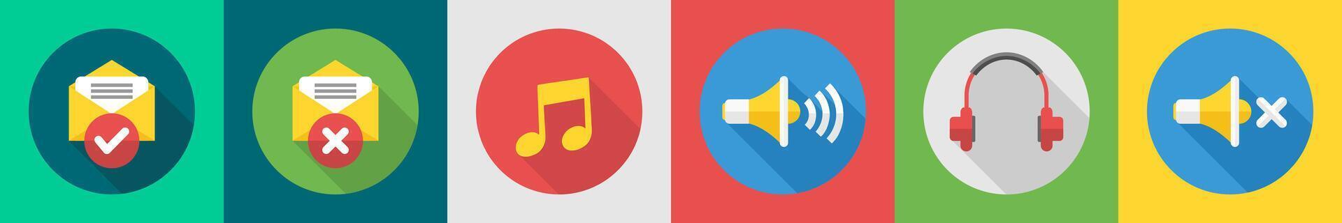 A set of 6 User interface icons as right message, wrong message, music 49597985 Vector Art at ...