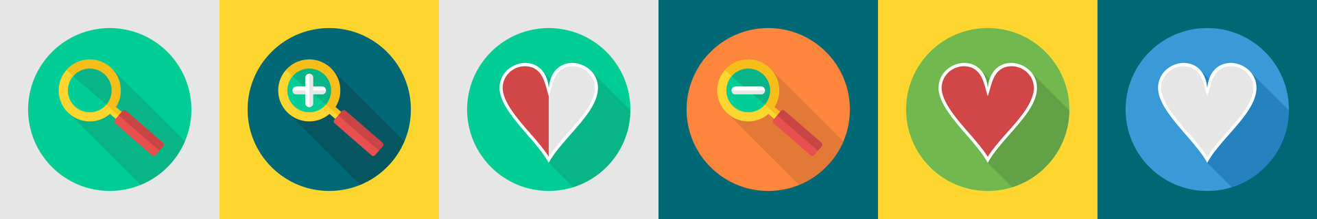 A set of 6 User interface icons as search, zoom in, heart, zoom out 49597986 Vector Art at Vecteezy