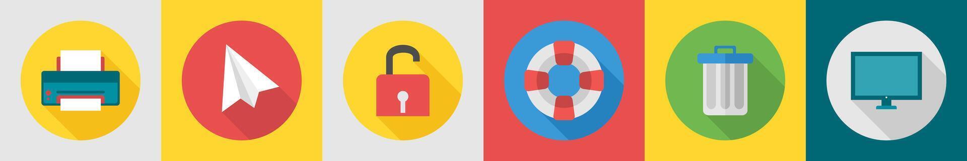 A set of 6 User interface icons as printer, paper plane, unlock 49598012 Vector Art at Vecteezy