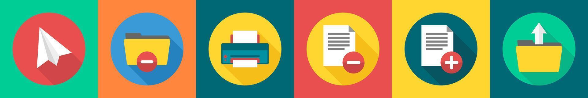 A set of 6 User interface icons as paper plane, delete folder, printer 49598020 Vector Art at ...