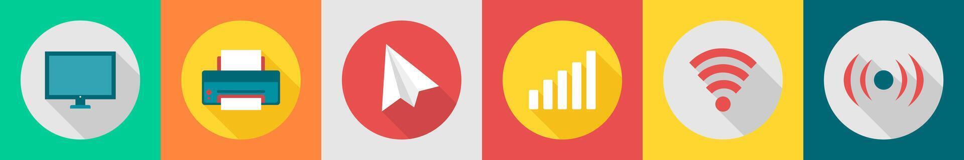 A set of 6 User interface icons as computer, printer, paper plane 49598021 Vector Art at Vecteezy