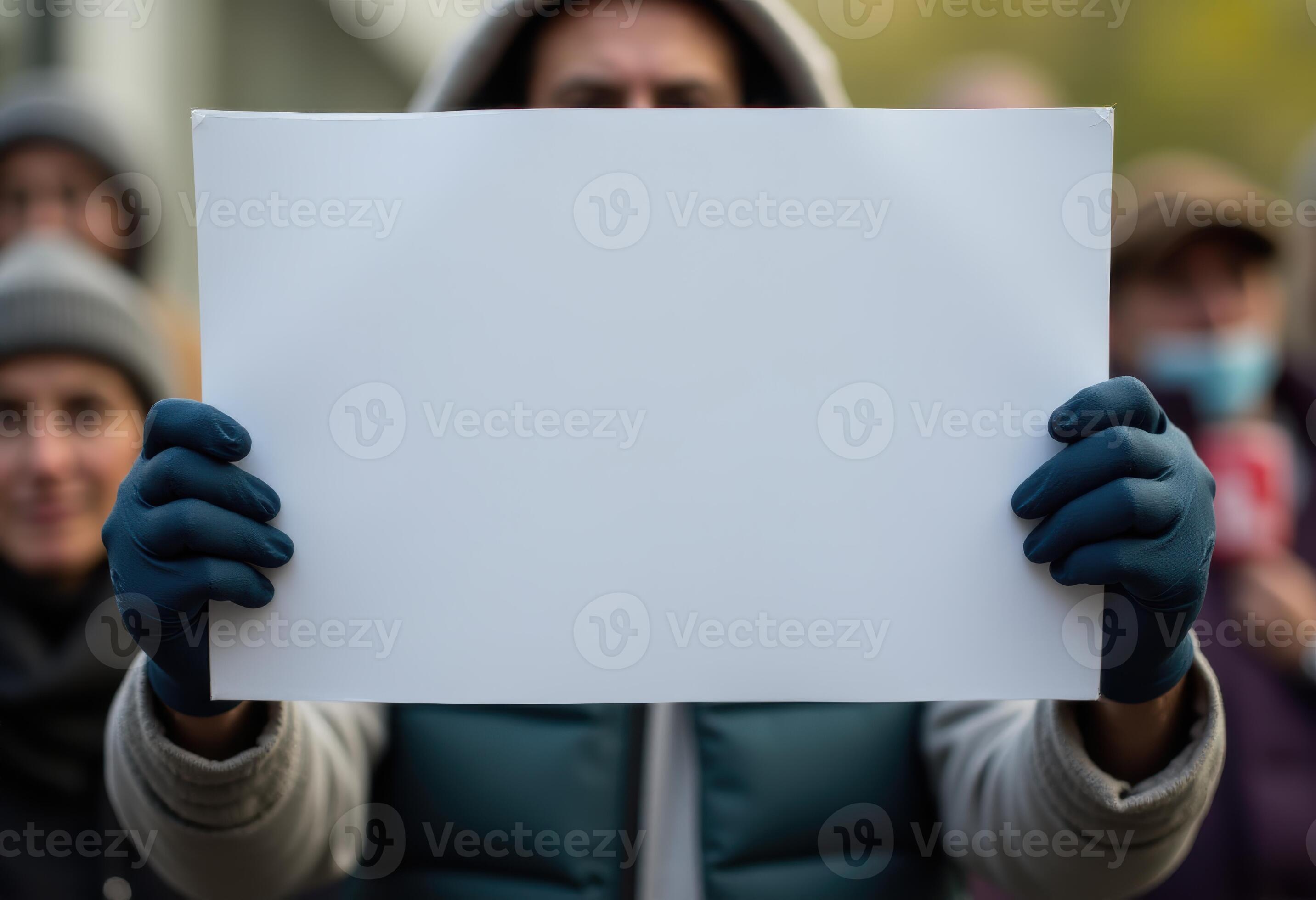 Protester Holding Blank Sign During Demonstration 49603529 Stock Photo ... Protester Holding Blank Sign During Demonstration 49603529 Stock Photo ...