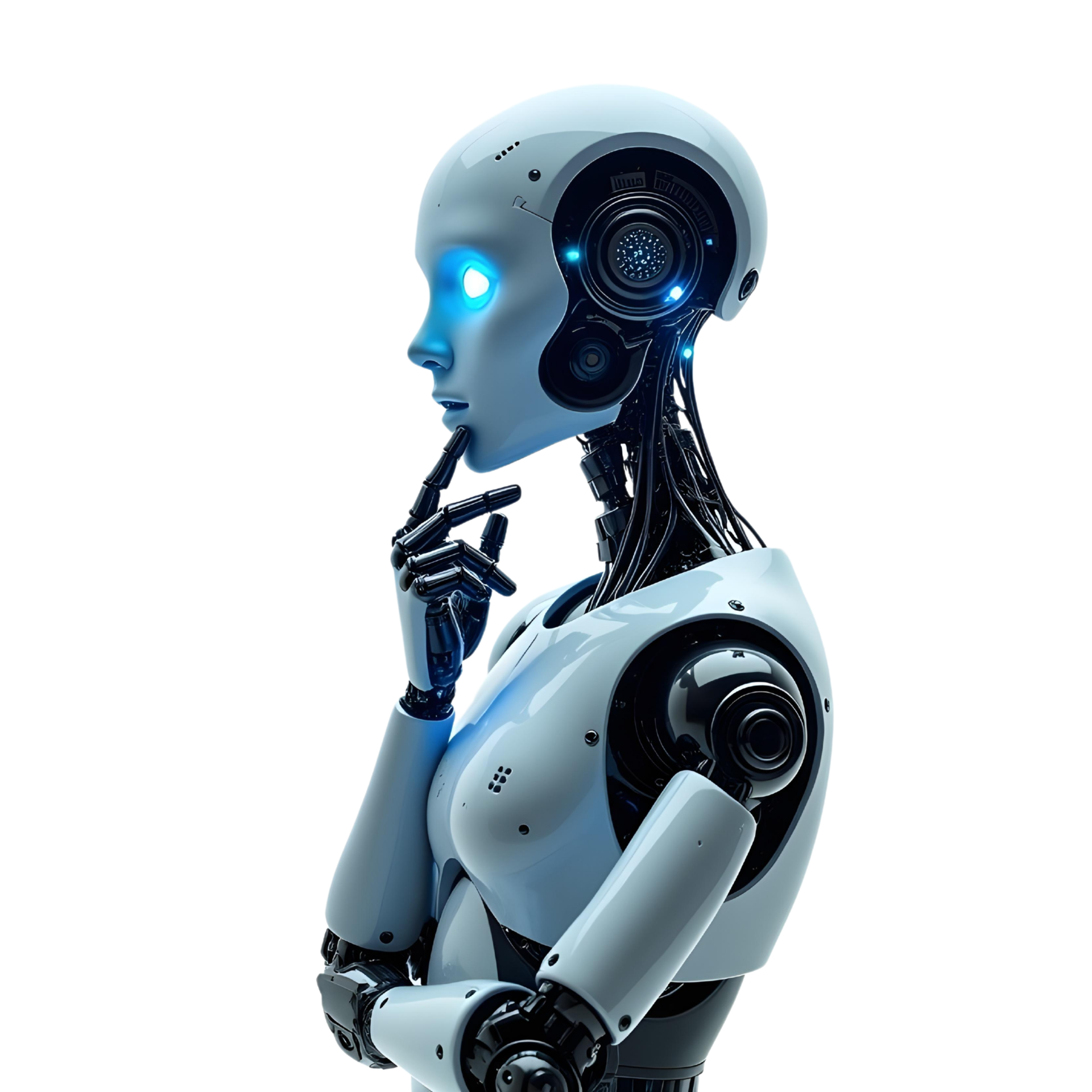 ai robot thinking, side view, isolated on transparent background ... ai robot thinking, side view, isolated on transparent background ...