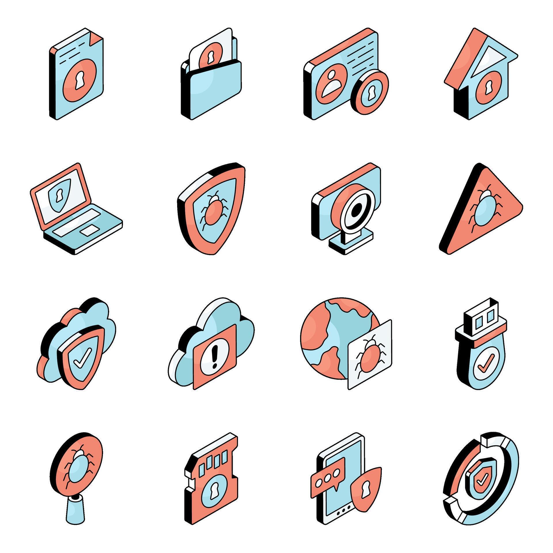 Pack Of Cyber Security Flat Icon 49613629 Vector Art At Vecteezy