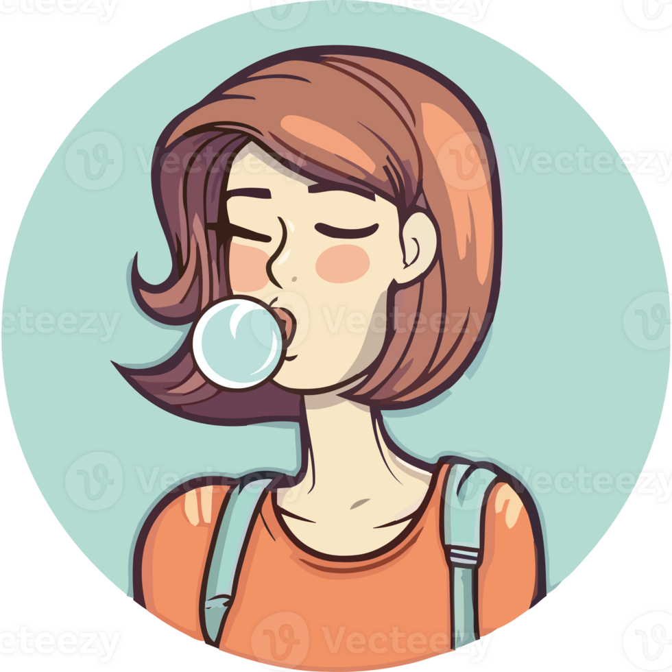 A Girl Blowing Bubble Gum 49621154 Png