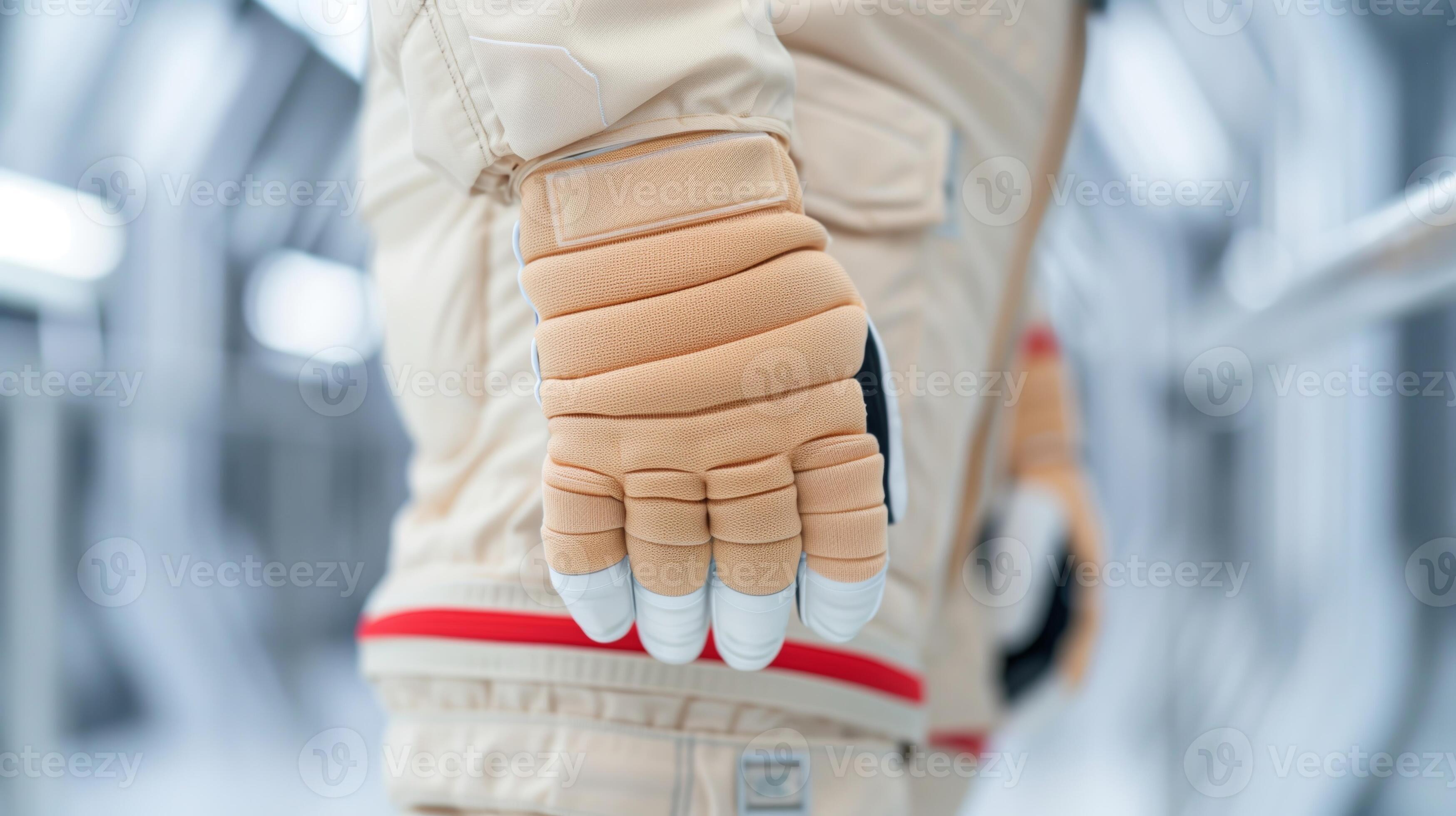 Astronaut Suit Glove, Focused on Hand Detail and Technology, in ... Astronaut Suit Glove, Focused on Hand Detail and Technology, in ...