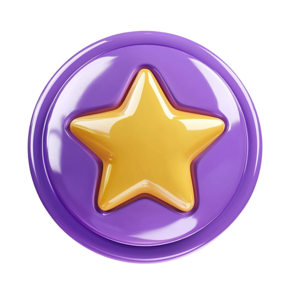 Purple Star Button With Gold Star Ai Generative 49629818 Png