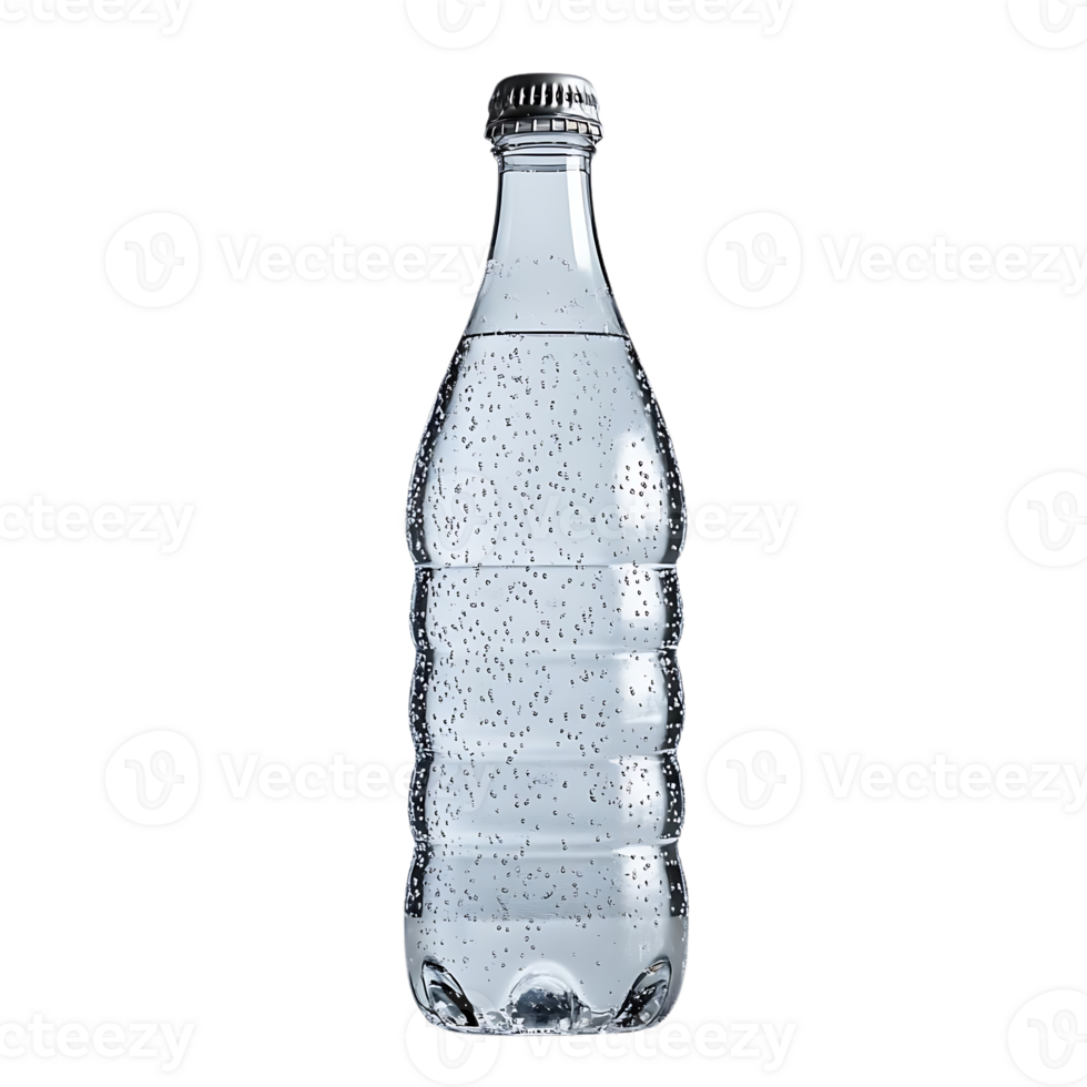 Sparkling Water in a Glass Bottle with Transparent Background, Refreshing Beverage with Fizzy ...