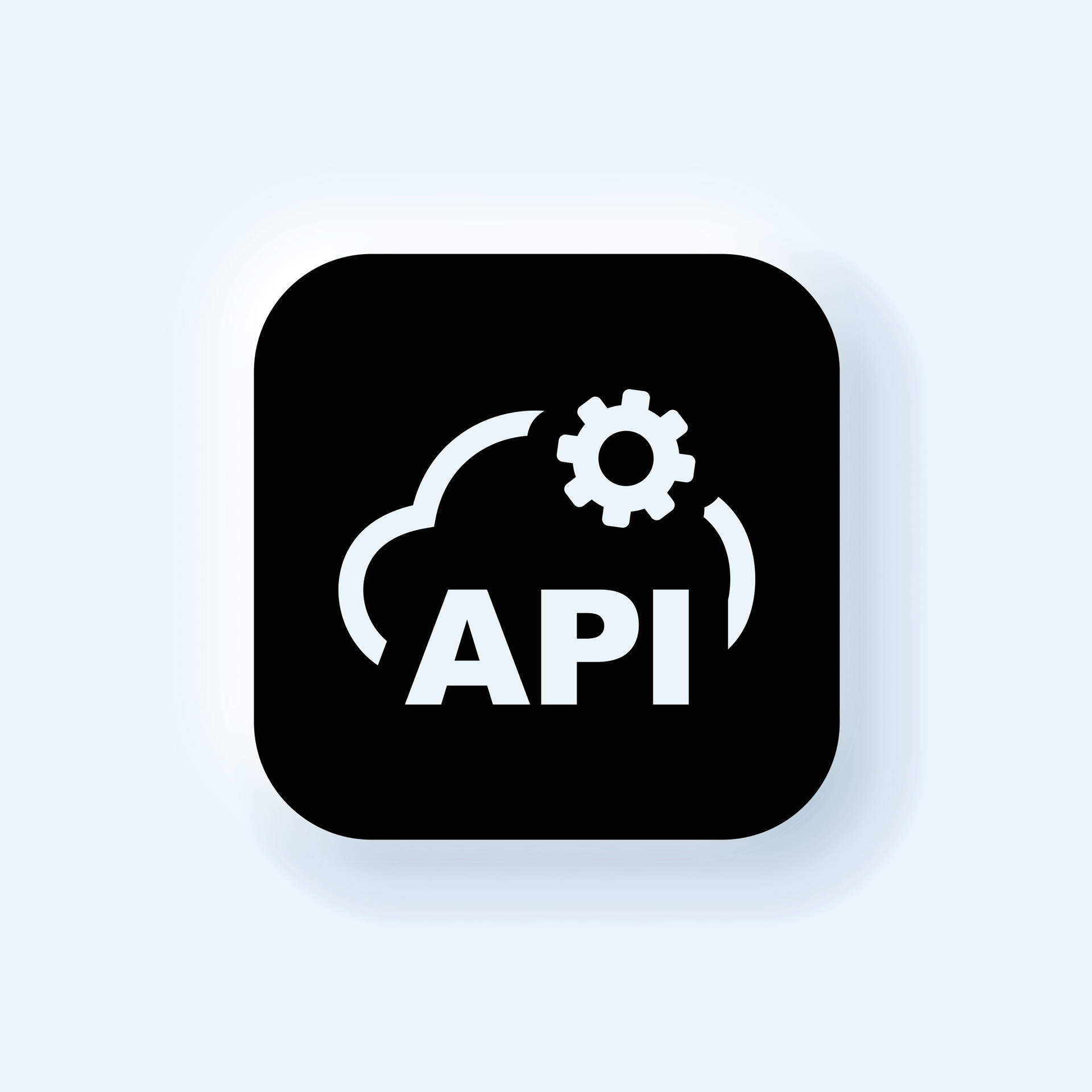 software data API configuration symbol in black filled and outlined ...