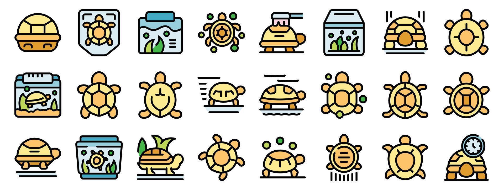 Set of cute turtle icons showing different actions and objects 49652555 ...