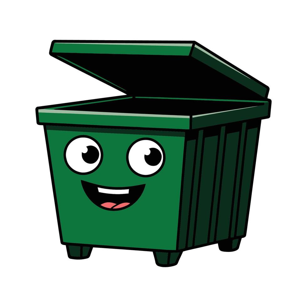 Happy Green Dumpster Illustration with a Cartoonish Vibe 49653041 ...