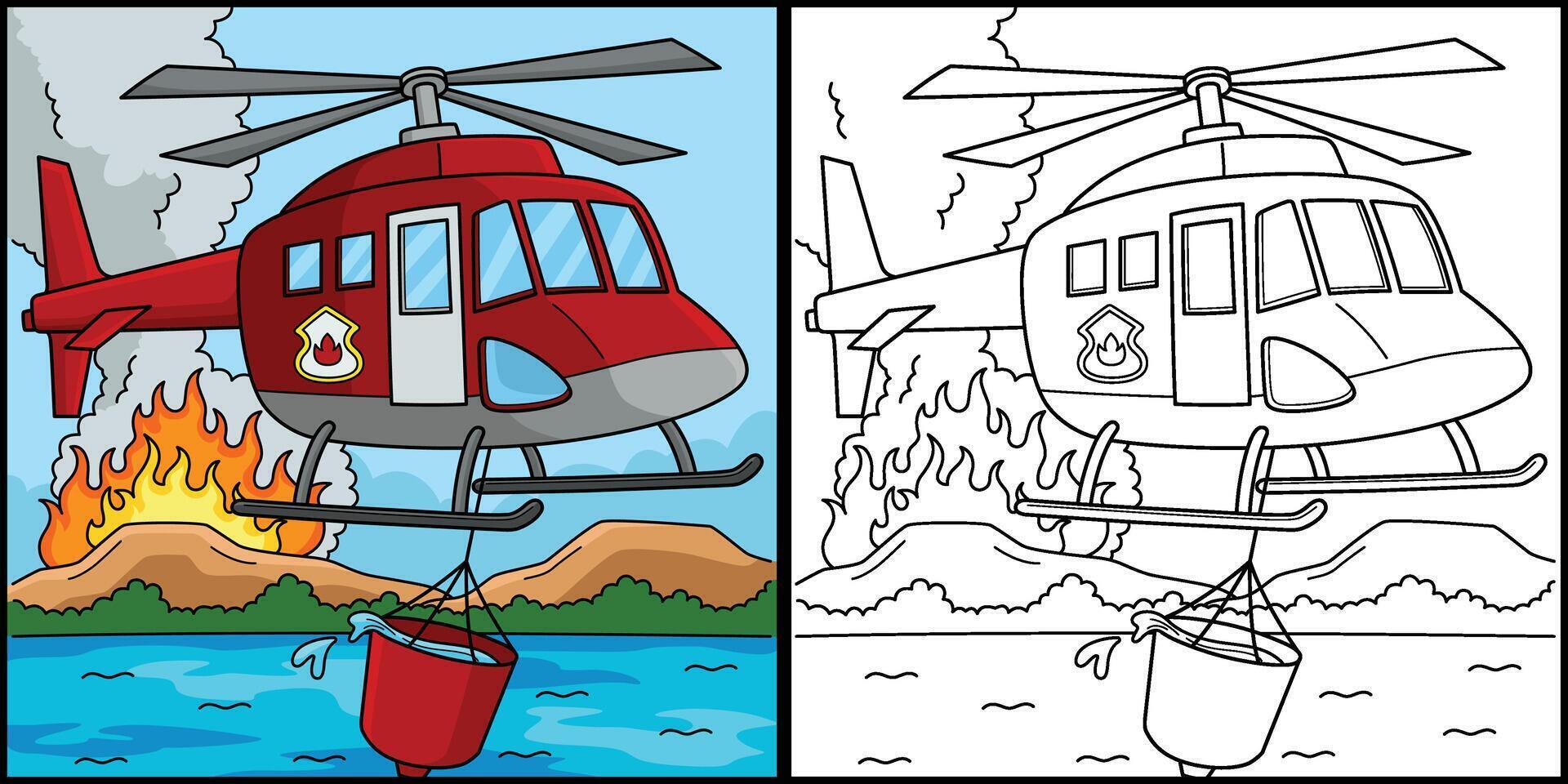 Firefighting Helicopter Coloring Page Illustration 49654169 Vector Art ...