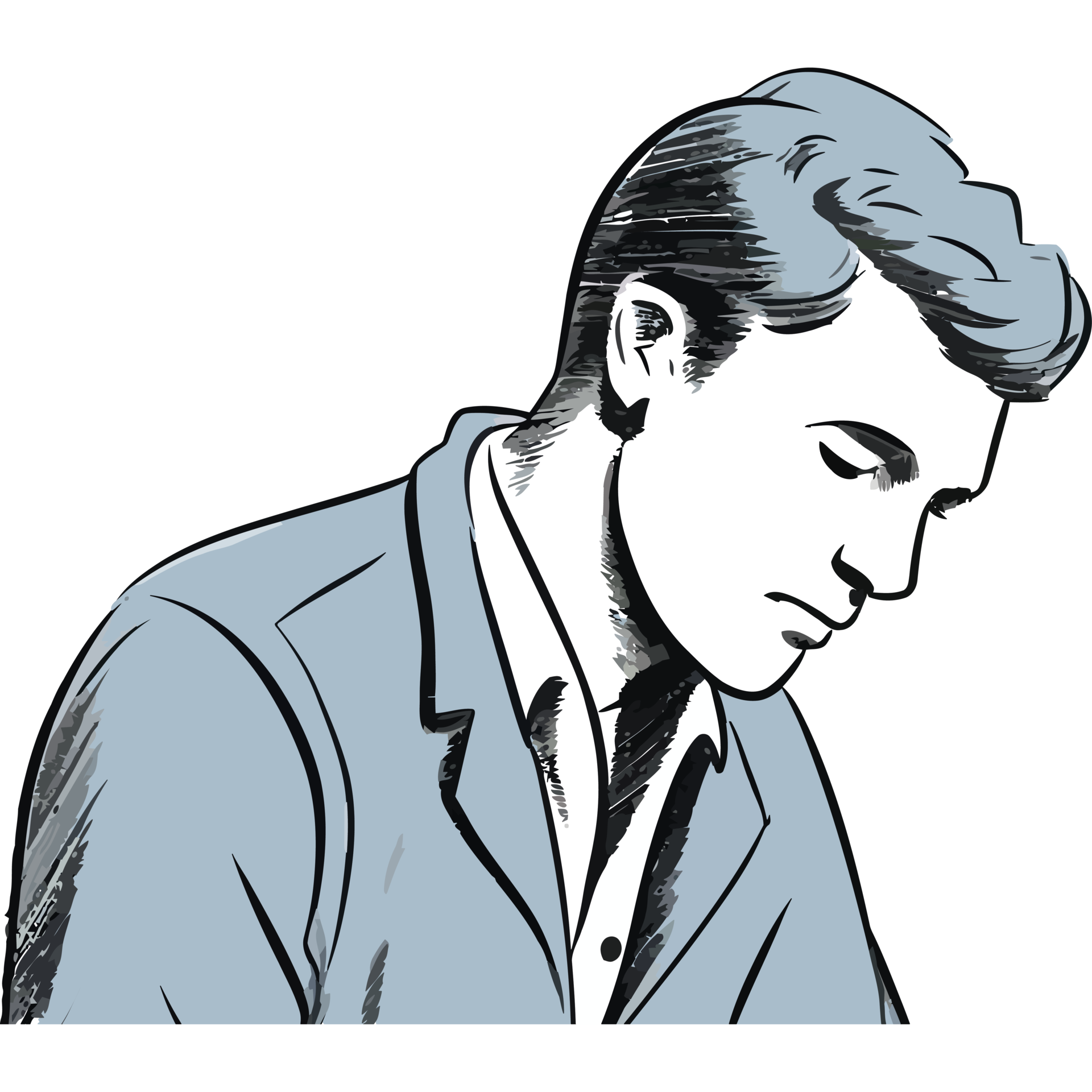 A man in a suit is looking down 49655854 PNG