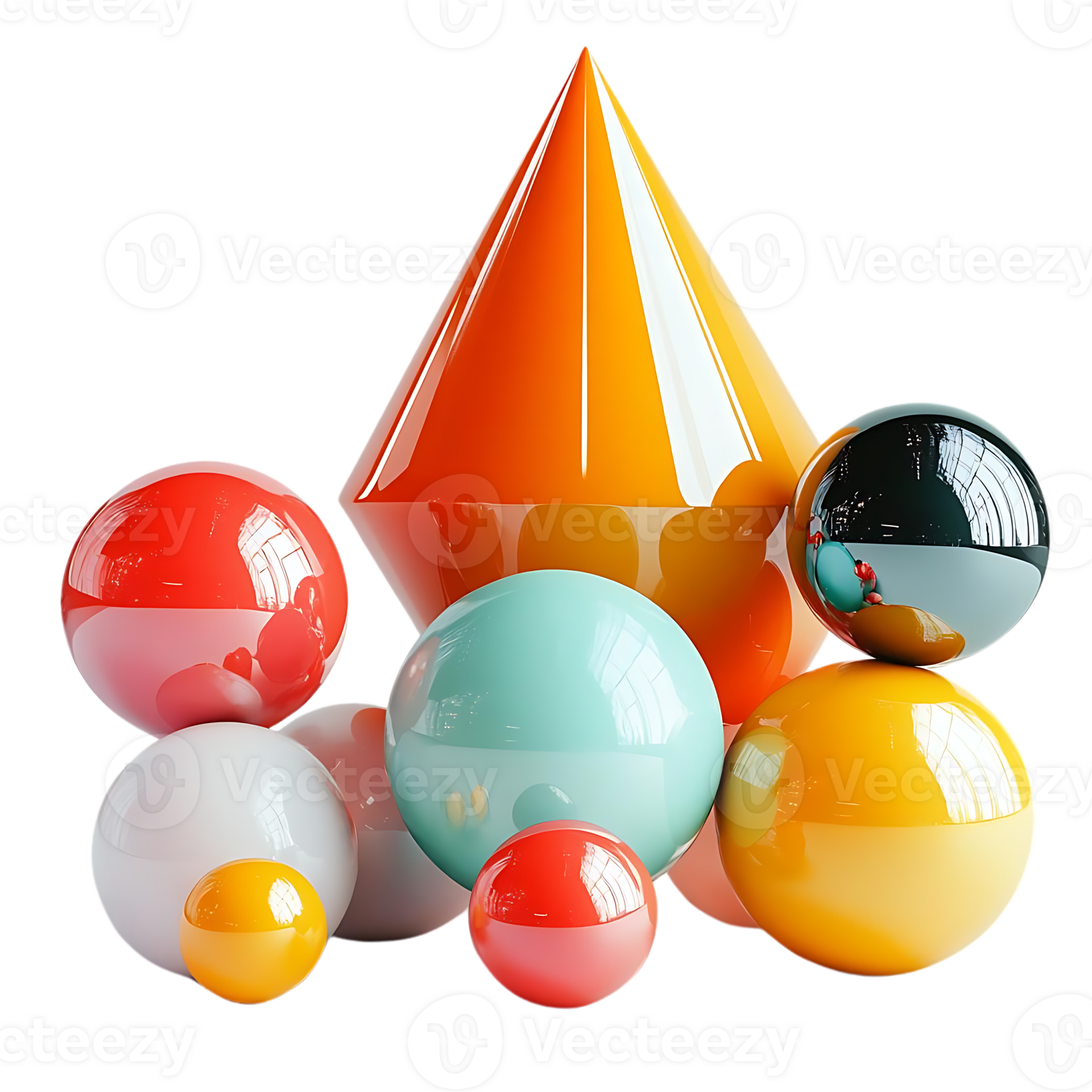 Shiny Geometric Shapes with a Transparent Background - Abstract Art with Vivid Colors and 3D ...