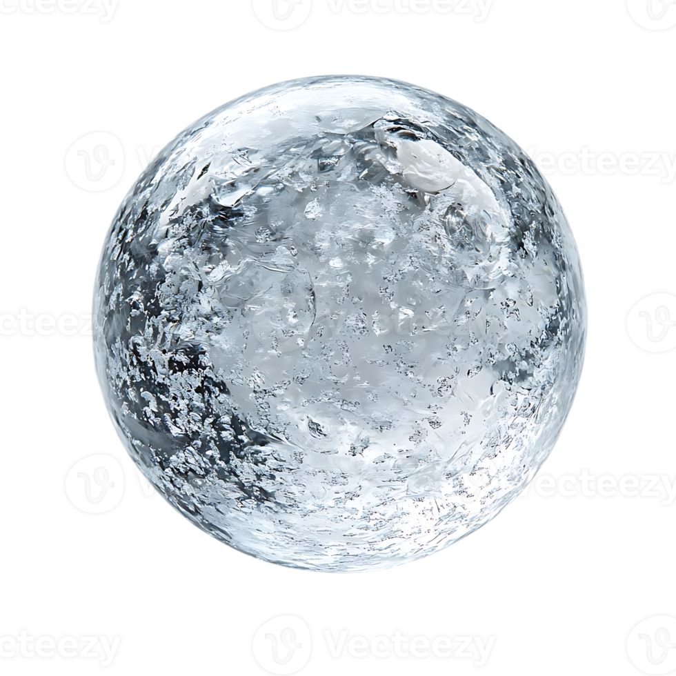 Frozen Sphere with a Transparent Background, Ice Sphere with Air Bubbles, Crystal Ball for ...