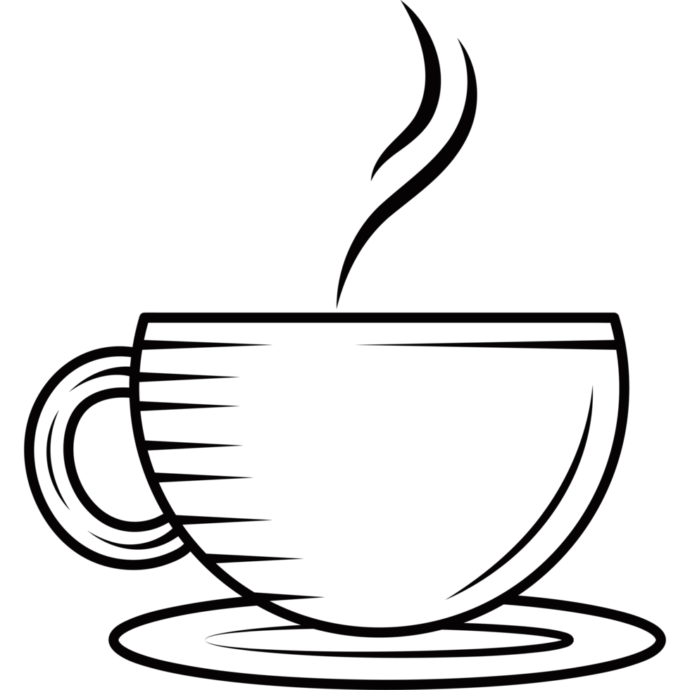 Une Noir Et Blanc Dessin De Une Tasse De Café 49674223 Png