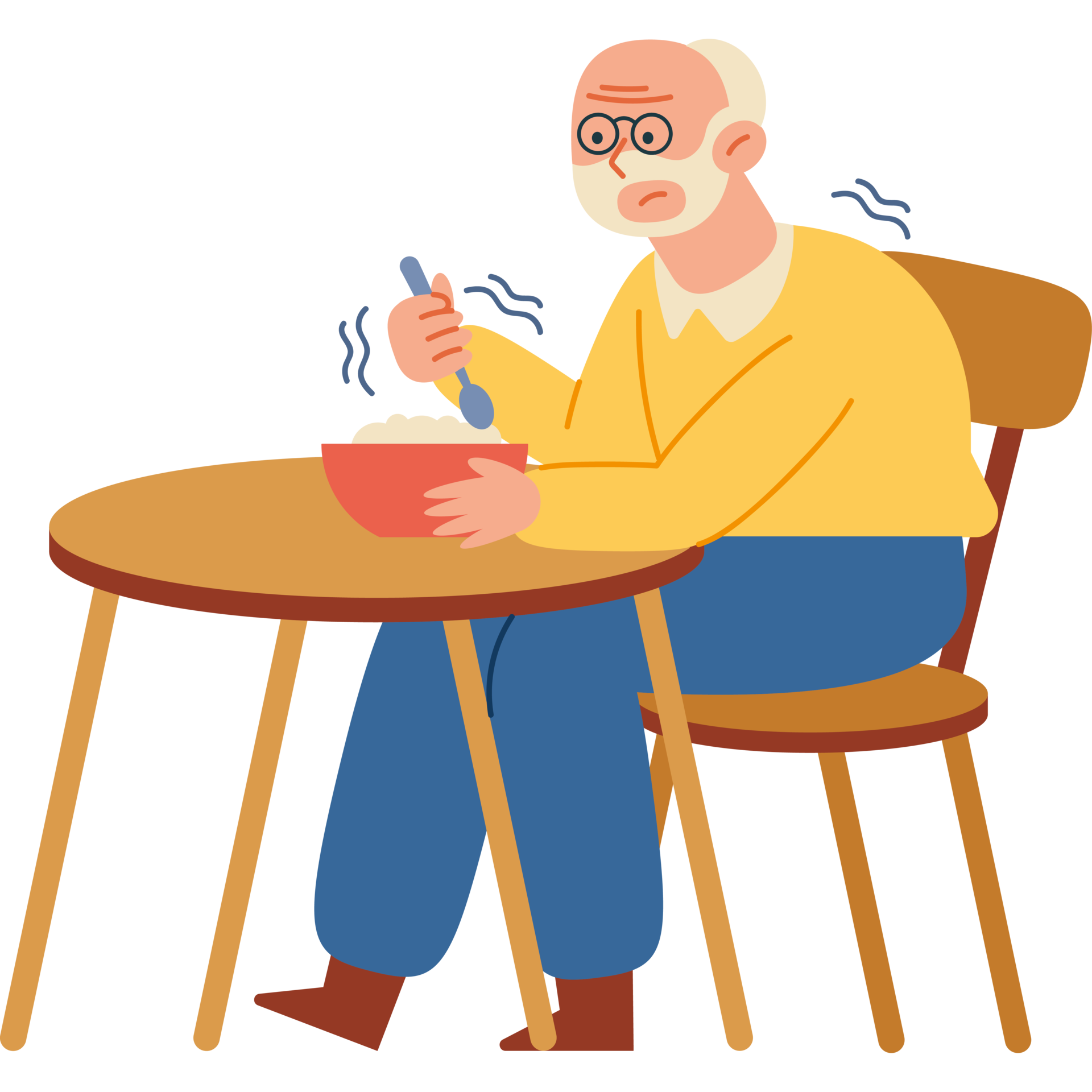 An Old Man Eating Cereal At A Table 49676600 Png