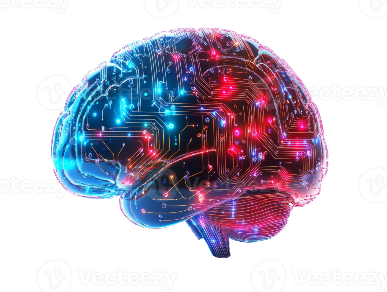 A vibrant digital brain illustration showcasing neural connections, transparent 49678459 PNG
