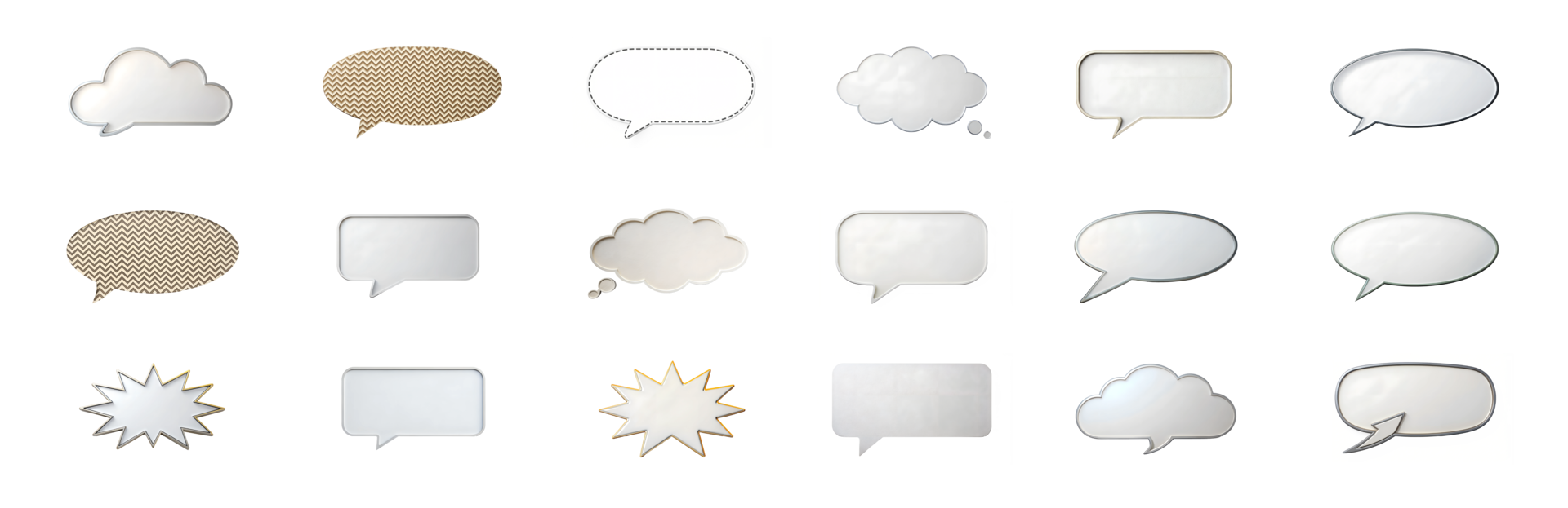 Different speech bubble shapes for designs, cut out transparent ...