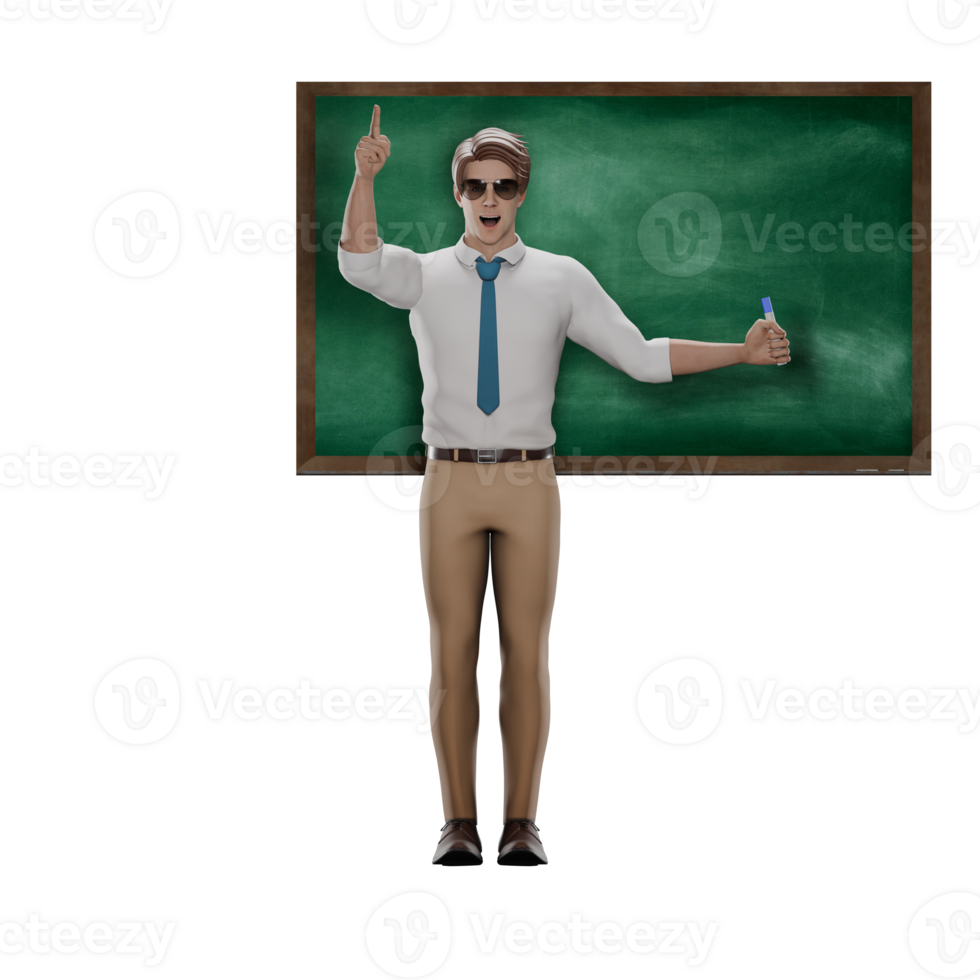 3d Masculino Profesor Enseñando Masculino Profesor Es En Pie En Frente De Un Pizarra Con Su