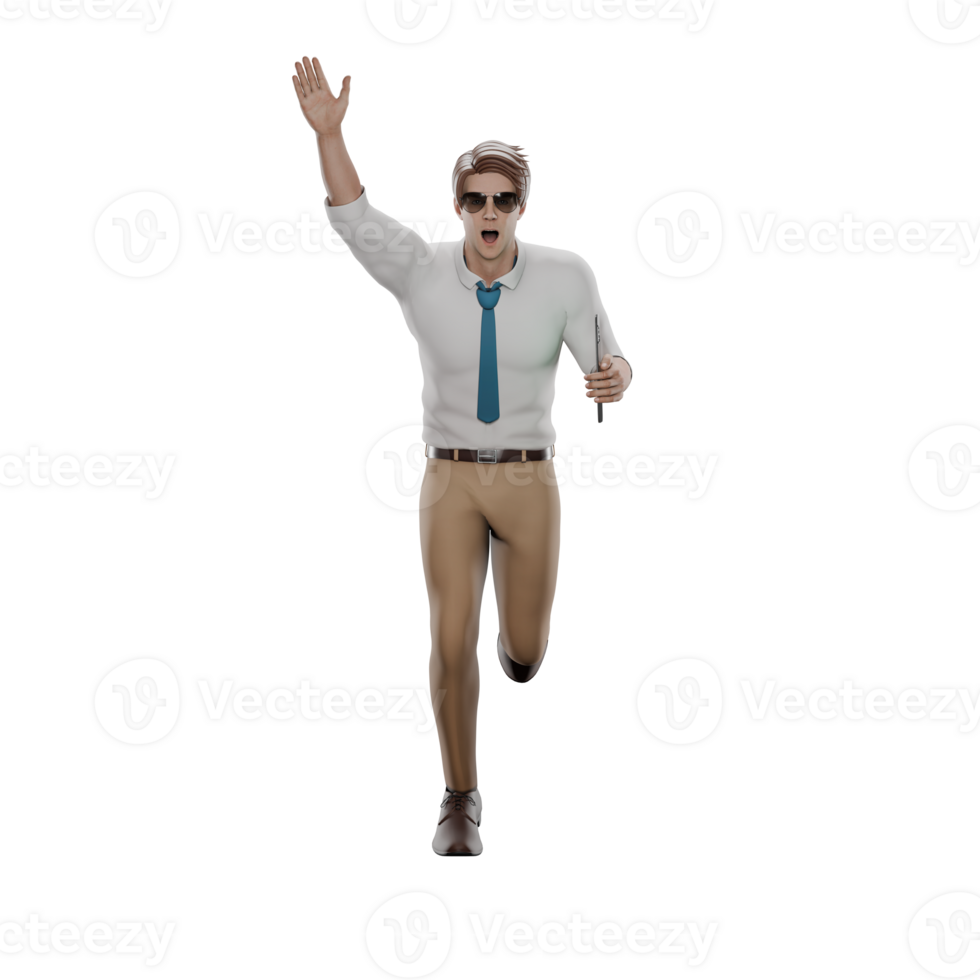 Masculino Educativo Artista 3d Modelo Masculino Profesor Carreras Con Su Derecha Mano