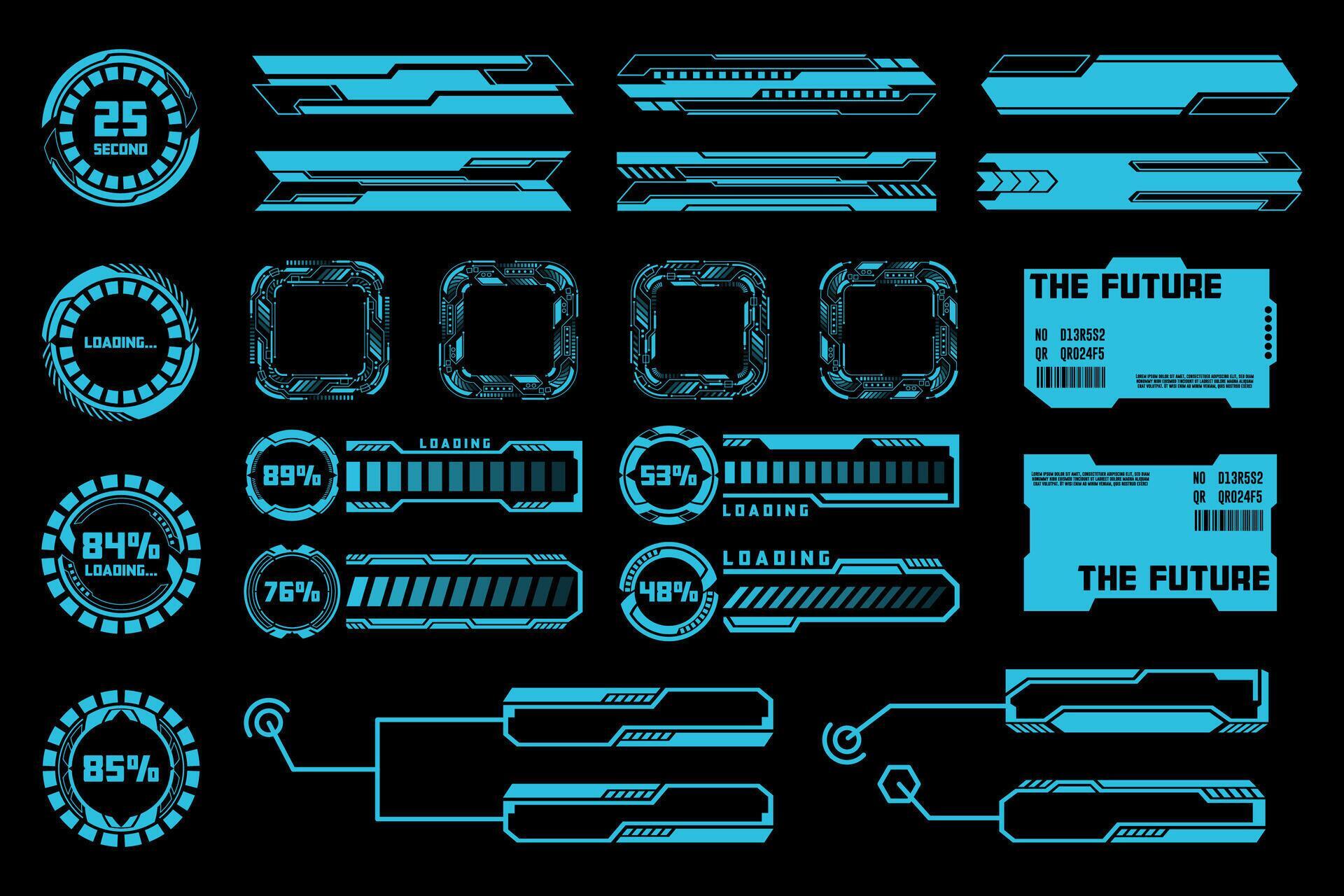 Futuristic HUD Interface Elements Set. Loading Bars and Sci fi ...