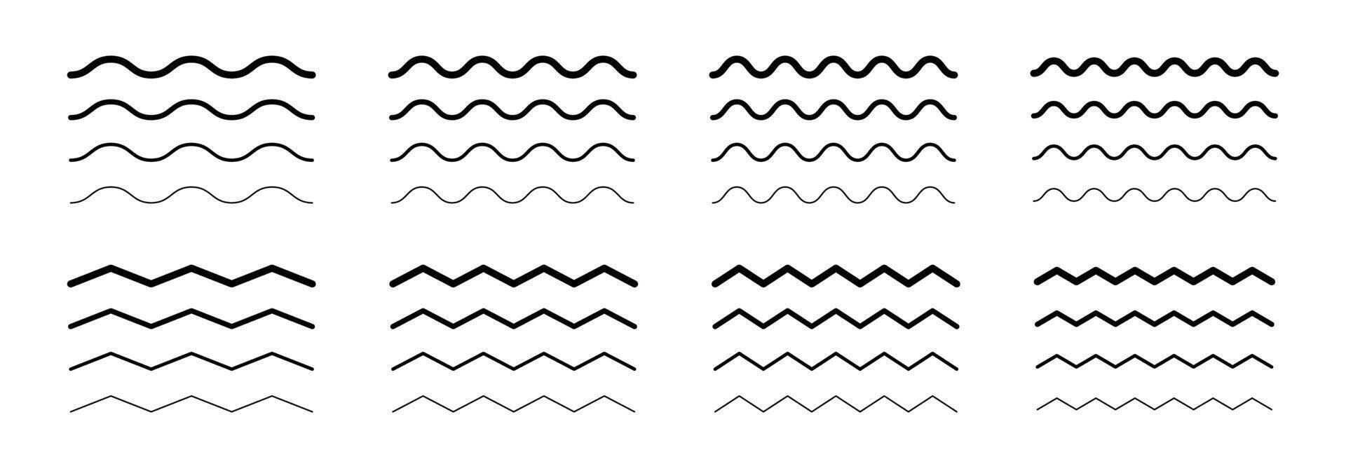 zigzag lines. Curvy lines collection. Horizontal wave lines set. Zig zag wiggly lines. Wavy ...