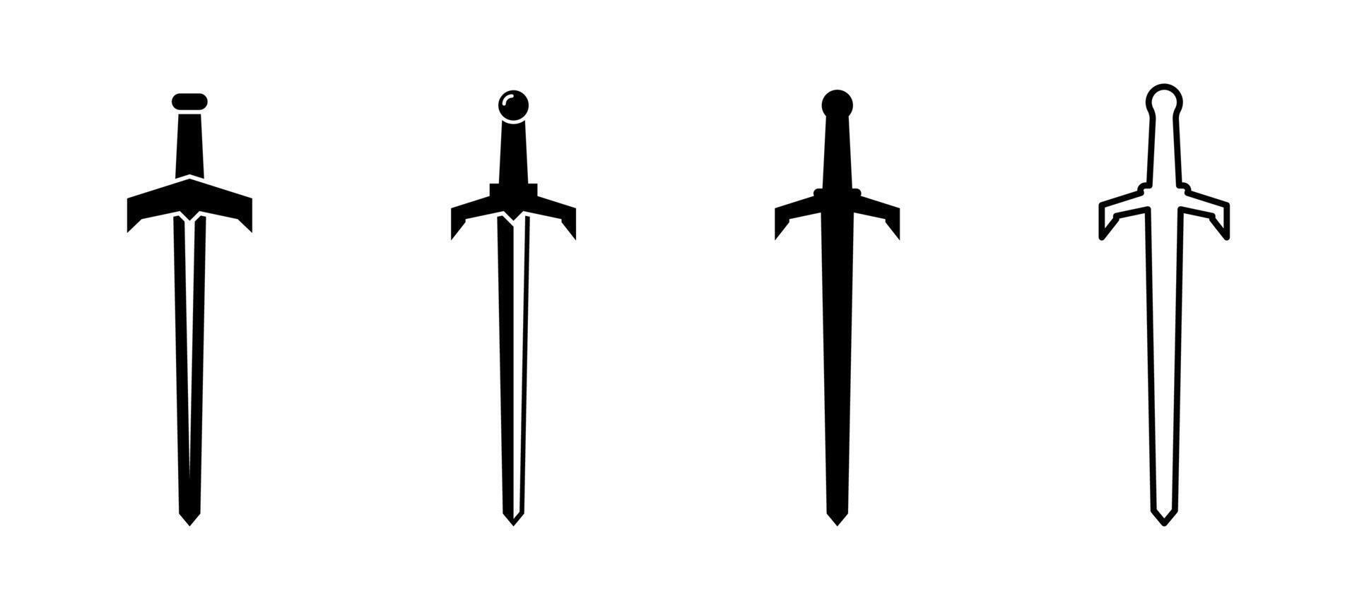 Sword icons set. Ancient swords. Sword silhouettes. Medieval swords ... Sword icons set. Ancient swords. Sword silhouettes. Medieval swords ...