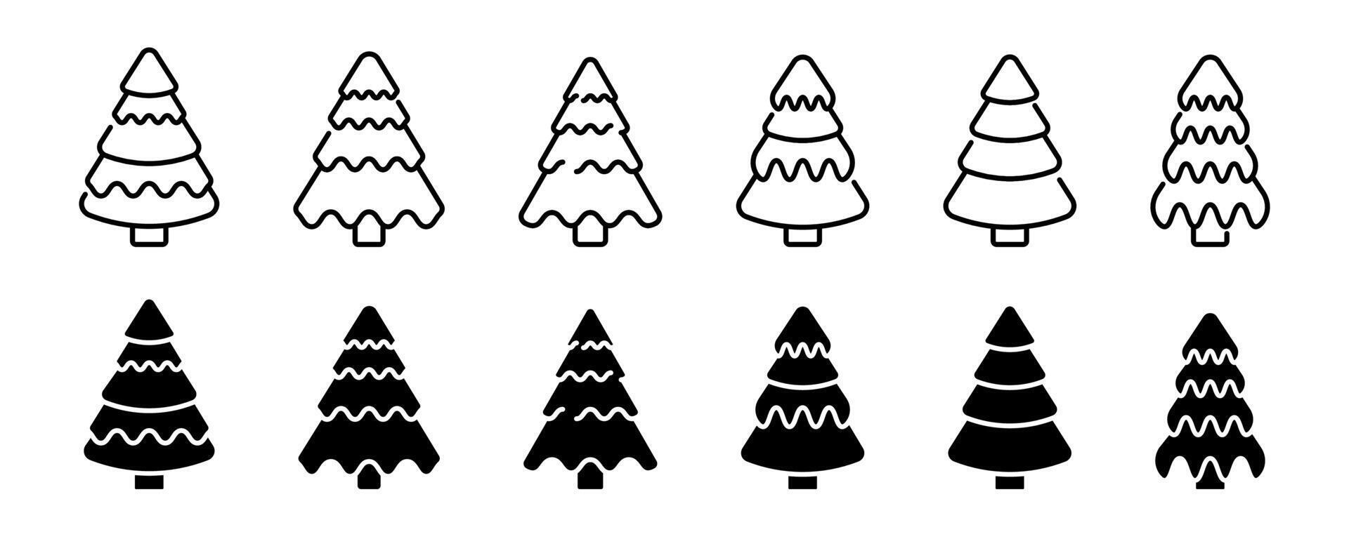 Pine collection. Different pine tree vectors. Pine tree icons. Set of ...
