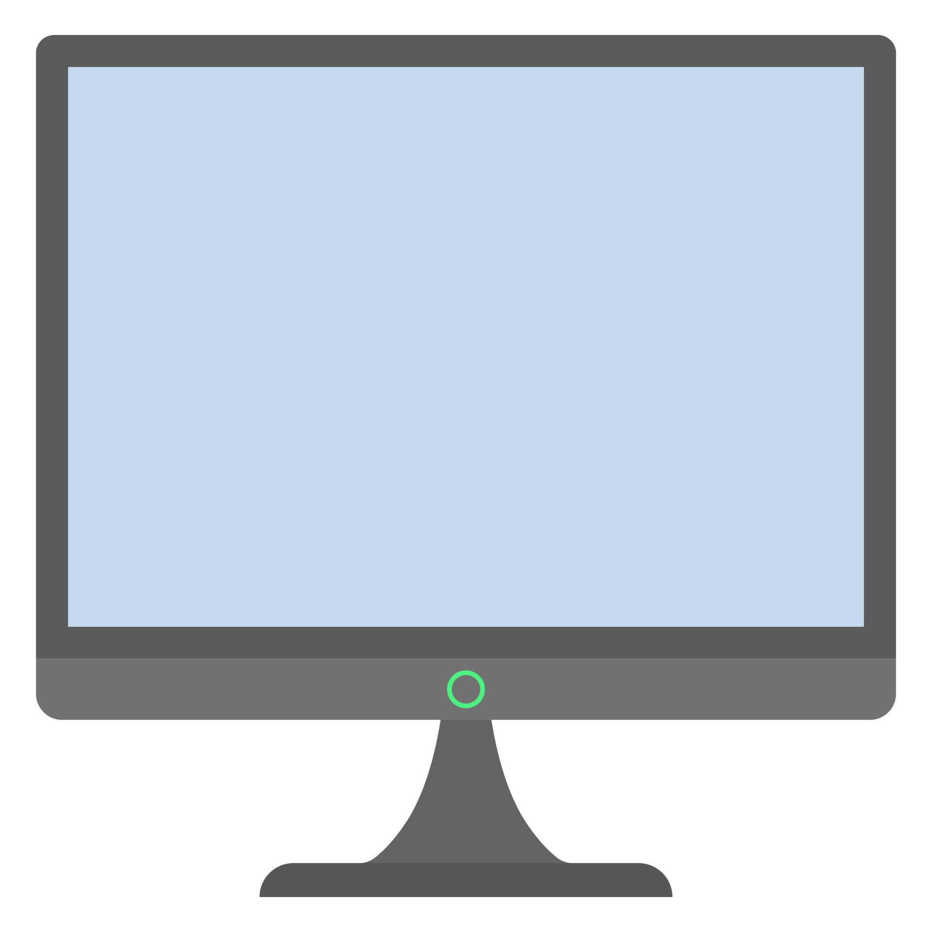Flat illustration of computer monitor with blank display screen ...