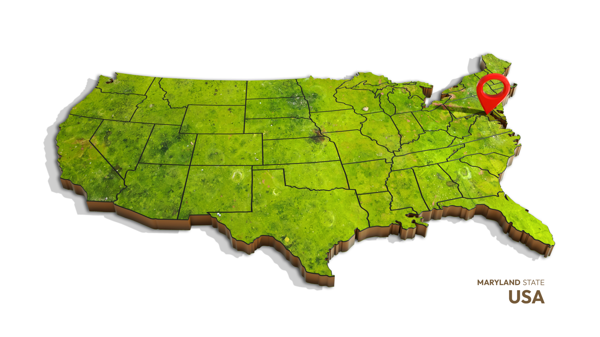 3D rendering of united states map highlighting maryland state isolated ... 3D rendering of united states map highlighting maryland state isolated ...