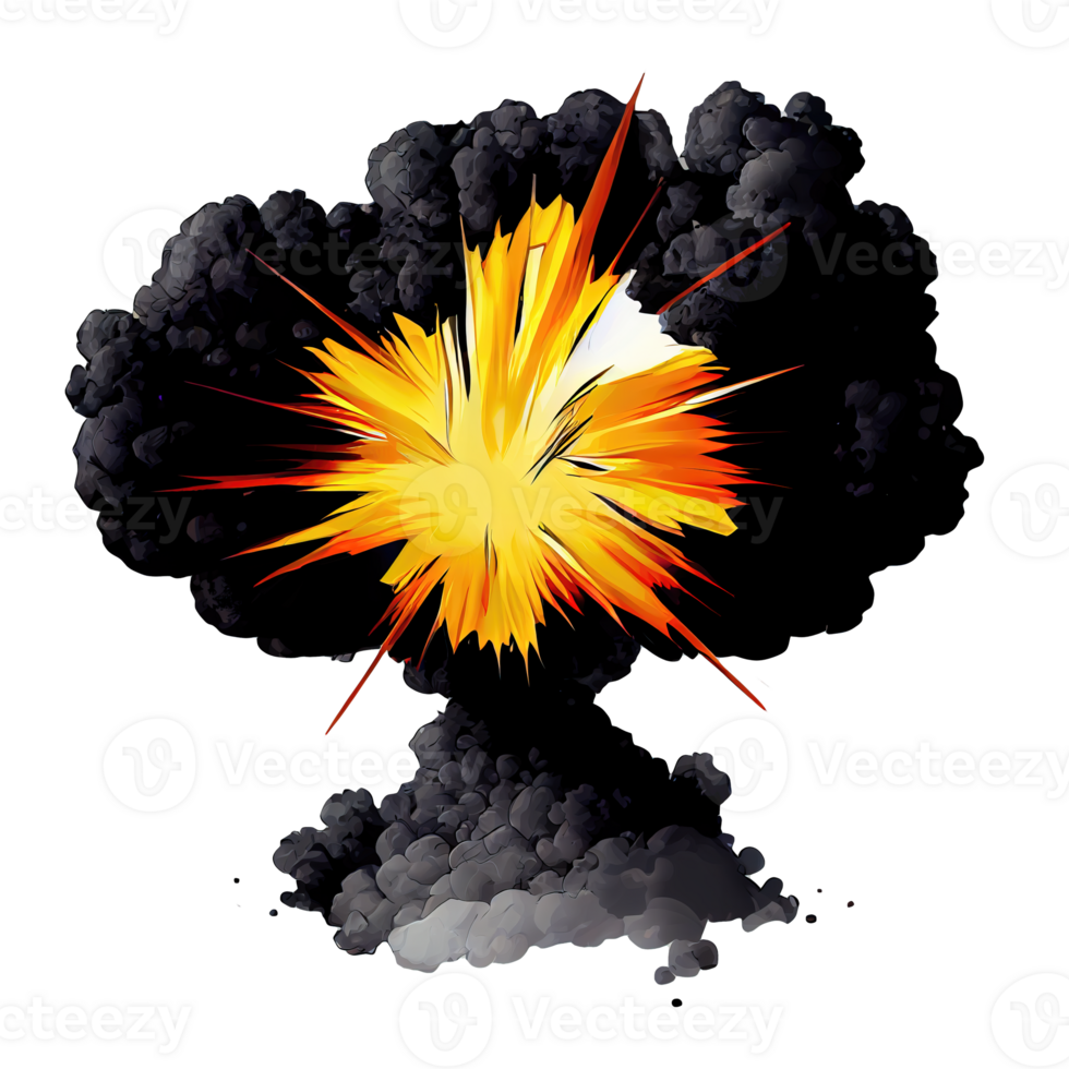 Vibrant Cartoon Explosion on Clear Background Bursting with dynamic ...