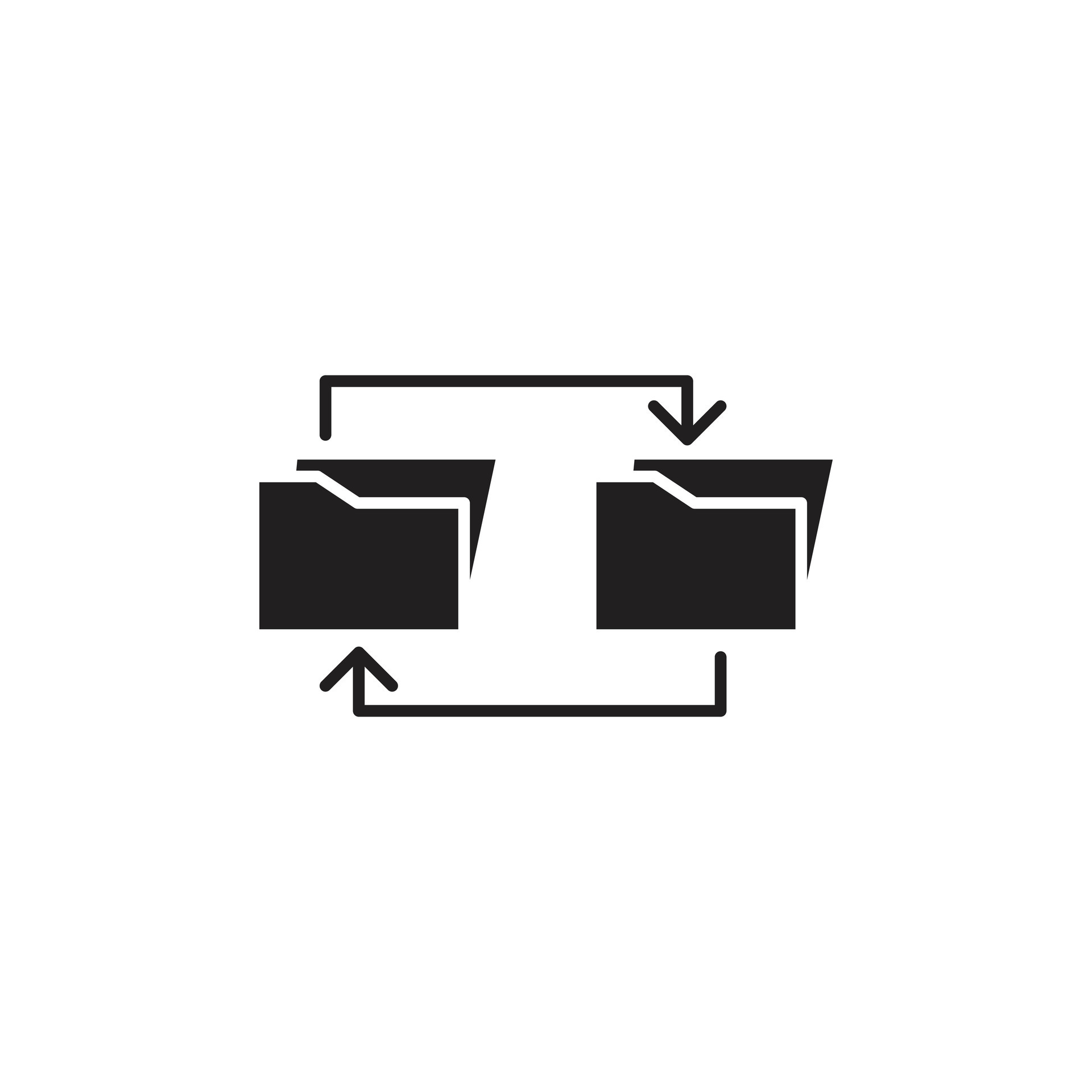 Synchronization Icon Set Share Backup Data Symbol In A Black Filled And Outlined Style