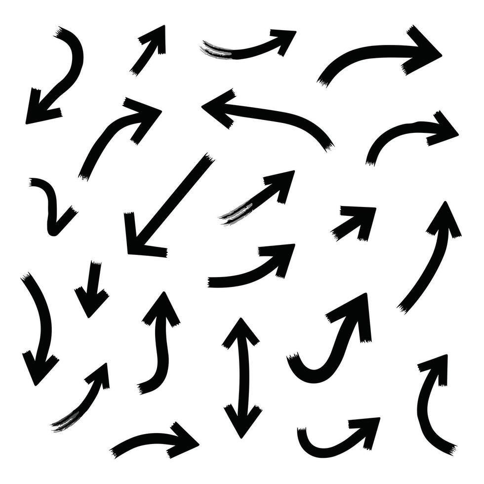 A collection of various black arrows with different shapes and ...