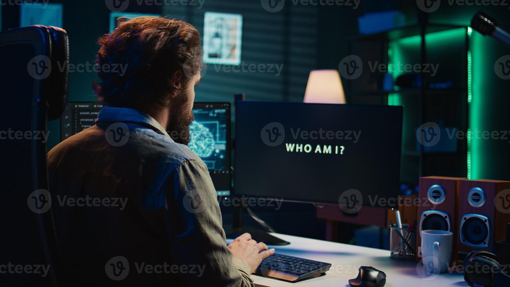 Computer scientist updating artificial intelligence algorithm, making ... Computer scientist updating artificial intelligence algorithm, making ...