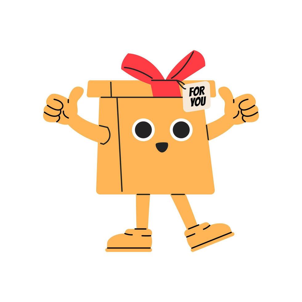 Cute Christmas T Character Merry Christmas And Happy New Year Sticker Flat Illustration