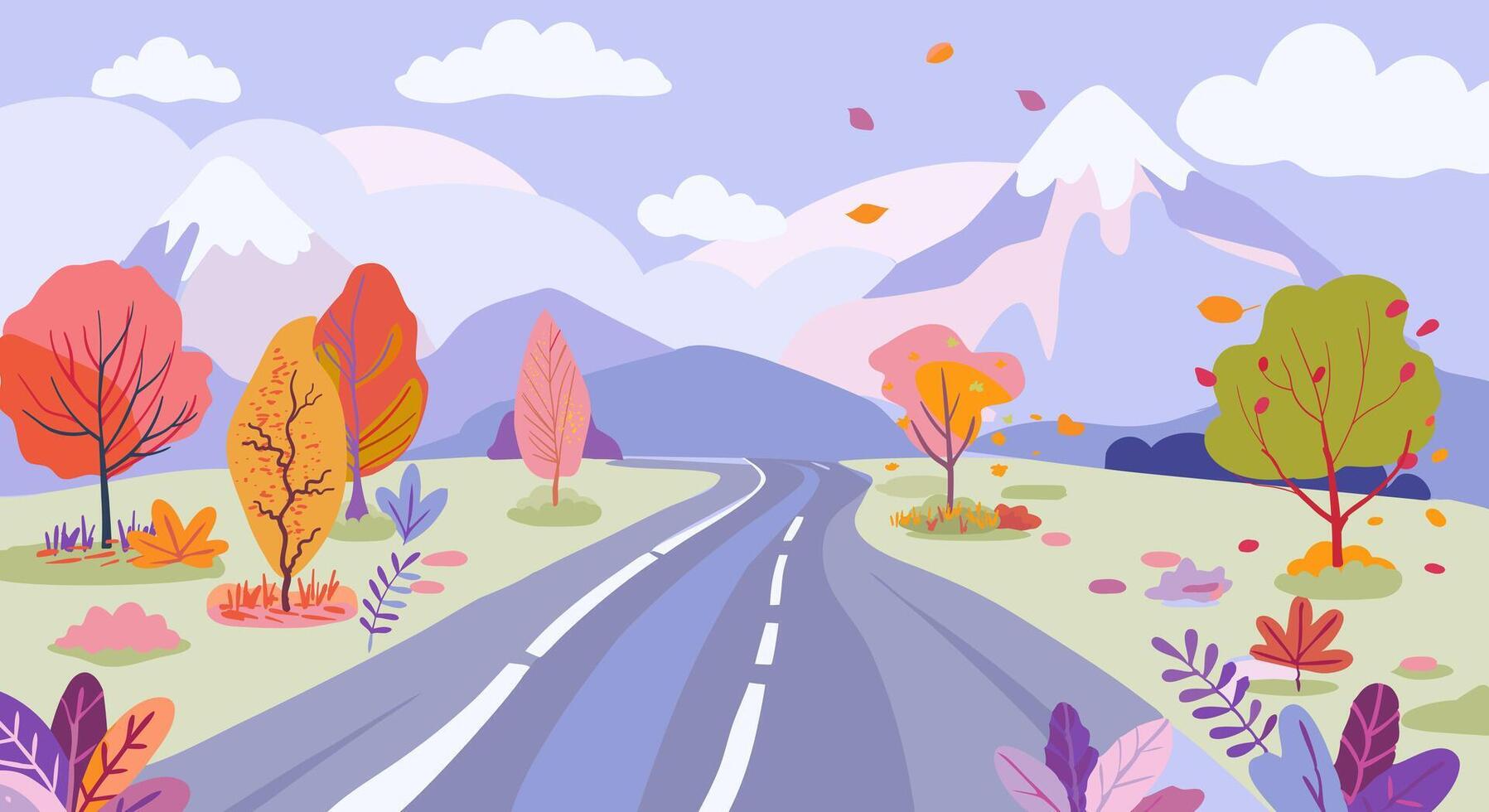 illustration of an autumn road through a colorful landscape.. 49732241 ...