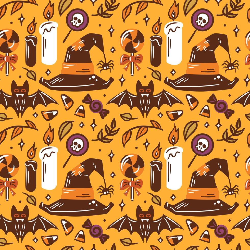 Halloween Themed Pattern featuring an array of Spooky Elements for a ...