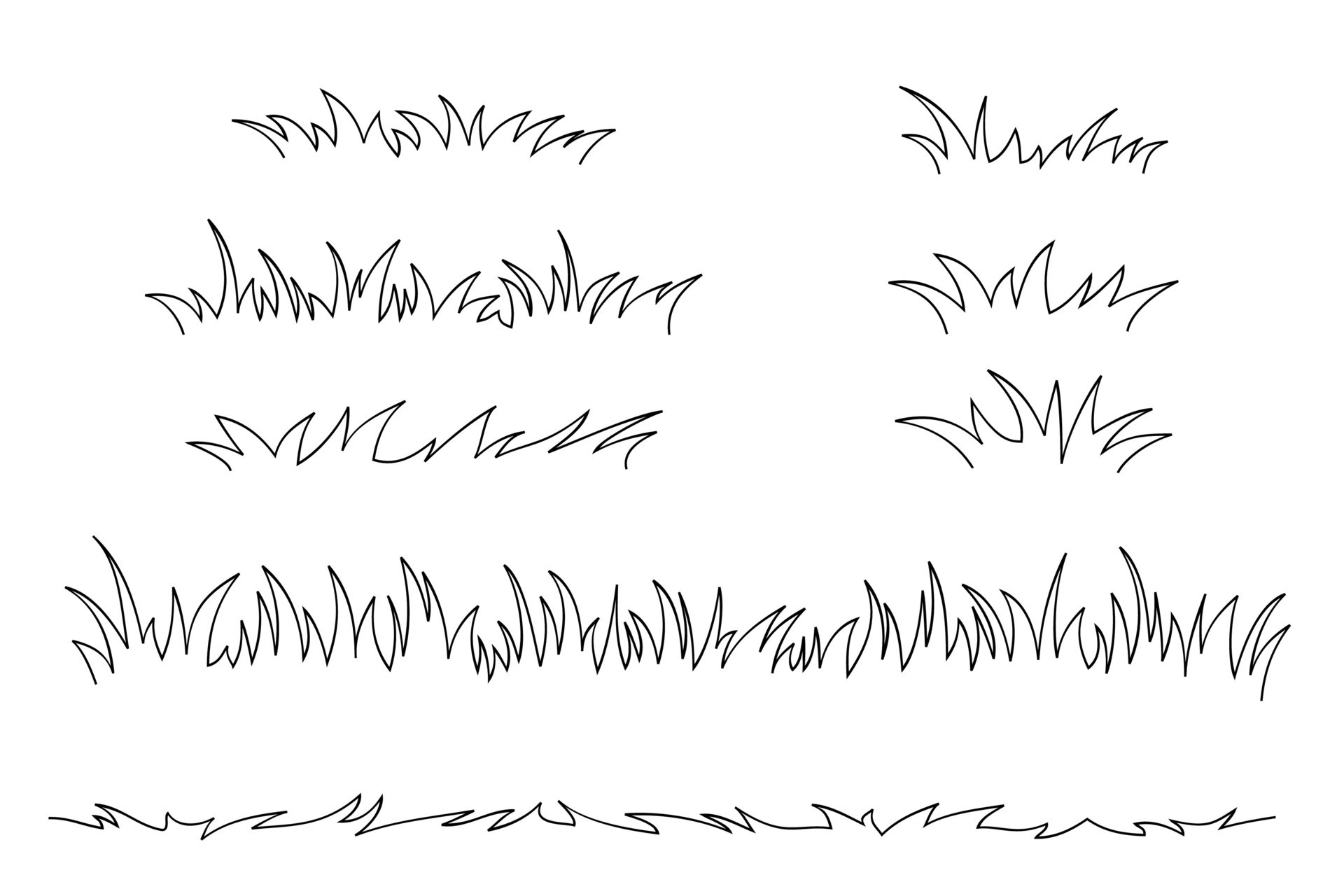 Grass Line Set Cartoon Grass Illustration 49748284 Vector Art At Vecteezy