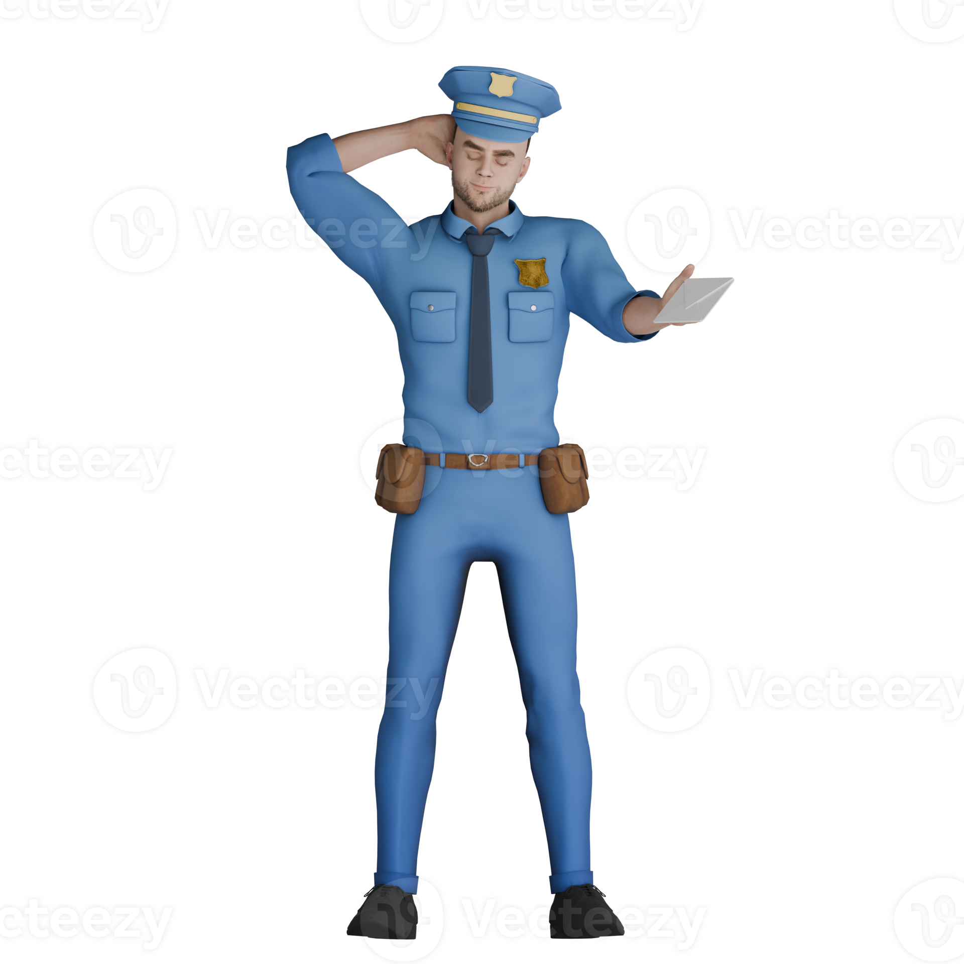 Law Cartoon A Male Police Officer Is Standing With His Right Hand