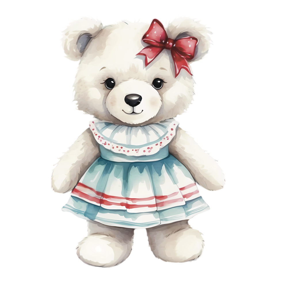 Watercolor Christmas Teddy Bear Clipart. 49773296 PNG