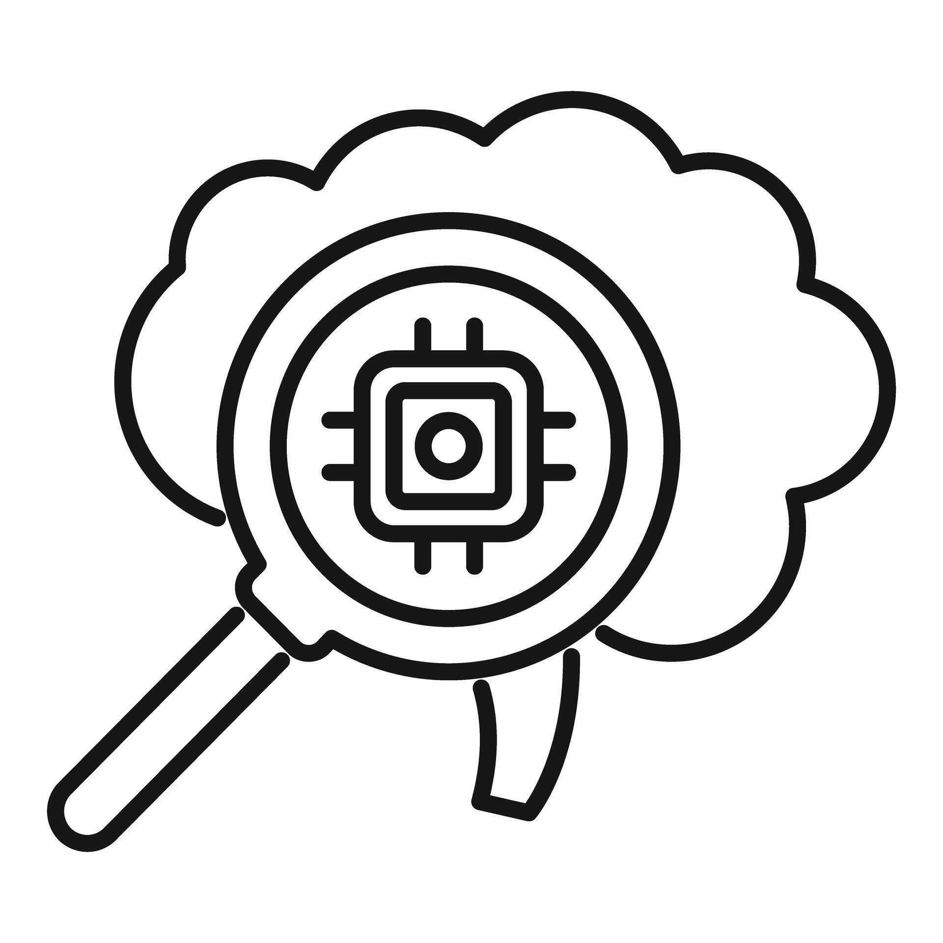 Magnifying Glass Exploring Brain With Ai Chip Inside Exploring Artificial Intelligence And